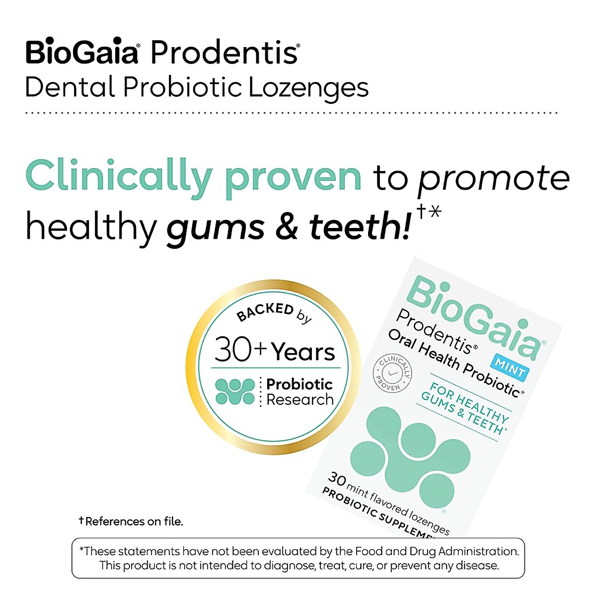 BioGaia Prodentis | Dental Probiotic Lozenges | Promotes Healthy Gums & Teeth | Defends Against Dental Problems | Replenishes Oral Microbiome | Improves Oral Health | Mint Flavor | 30 Day Supply