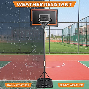 Basketball Hoop 7-10FT Height Adjustable Basketball Backboard 44" Portable Backboard Outdoor Indoor Free Standing Basketball Stand with Stand and Wheels Basketball Stand for Kids Teenagers Adults