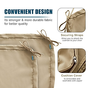 ARTPLAN Patio Chair Seat Cushion Slipercover(Cover-only No Insert) Outdoor Patio Cushion Covers Set with Tie,Zipper Colsure,Floral 20"X22"X4"(2 Pack),Light Brown