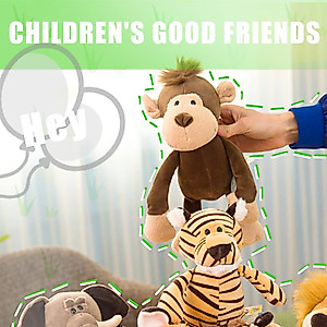 6 Pieces Plushies 11.8 inch Safari Stuffed Animals Plush Toy Set Lion Tiger Elephant Zebra Giraffe Monkey Animal Themed Parties Wild Animals Soft Plush Toys for Boys, Girls, Adults