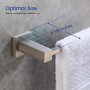 KIBI Cube Bathroom Hardware Set 5 Piece Bathroom Accessories Set | Towel Bar (24"), Towel Ring, Toilet Paper Holder, Robe Hooks (Brushed Nickel) (C-KBA15-5-1)