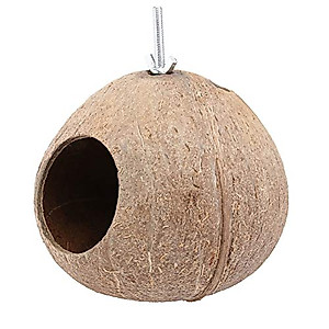 POPETPOP 1Pc Handmade Bird Nest Creative Coconut Shell Bird House Garden Decoration-Pet Supplies