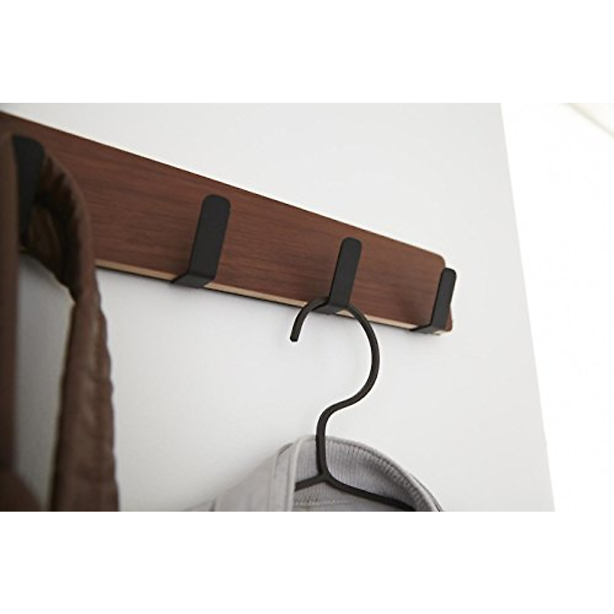 Yamazaki Home Ply Over The Door Hooks - Hanging Coat Rack, Wood, Over-The-Door, Minimal Assembly Req. Brown Small