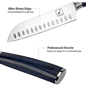 imarku Kitchen Knife 7 Inch Santoku Knife Ultra Sharp Chopping Knife - 7Cr17Mov Japanese Chefs Knife, Vegetable Knife, Best Cooking Knife Choice & Kitchen Gadgets 2023 (Blue)