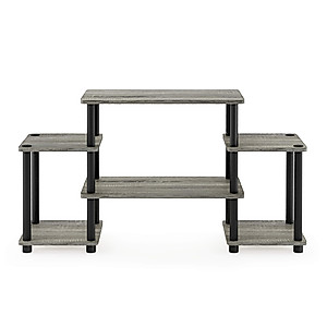 Furinno Turn-N-Tube No Tools Entertainment Center, Round Square Corner, French Oak Grey/Black