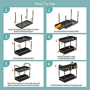 USFU Under Over Sink Organizer and Storage, Under bins for Kitchen and Bathroom Sink Organizers and Storage Cabinet Cleaning Supplies Organizer Shelf Sliding Drawer(2 Packs)
