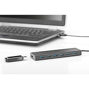 DIGITUS USB Hub, USB 3.0 Backwards Compatible Grey Black 7 Ports