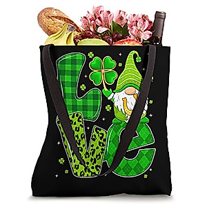 LOVE Gnomes Irish Lucky Shamrock Leopard St Patrick's Day Tote Bag