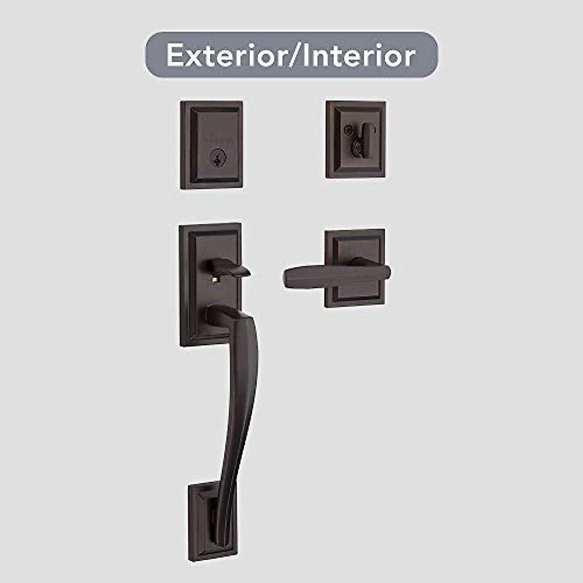 Baldwin Torrey Pines, Front Entry Handleset with Interior Lever, Featuring SmartKey Deadbolt Re-Key Technology and Microban Protection, in Venetian Bronze