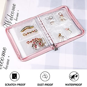 Transparent Jewelry Storage Book,Portable Anti Oxidation Travel Jewelry Organizer Storage Book Zipper Bag for Rings, Necklace, Bracelets, Stud, and Earrings (70 Grids + 60 Thicken PVC Bags)
