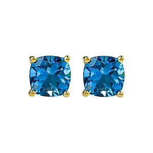 YoTreasure 2.20 ct. t.w. London Blue Topaz Solid 10k Yellow Gold Stud Earrings Jewelry