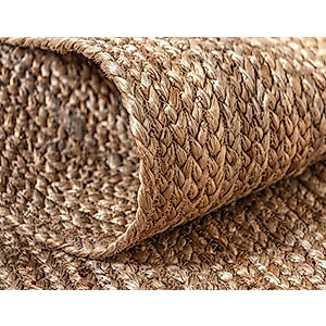 Unique Loom Braided Jute Collection Classic Quality Made Natural Hand Woven Area Rug (0' 9 x 2' 6 Stair Tread, Natural)