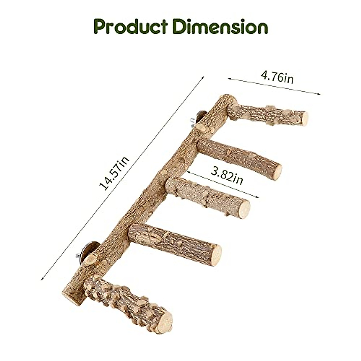 CheeFun Bird Perch: Nature Wood Parrot Stand for Small Animal - Pet Bird Cage Ladder Chew Toys