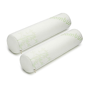 AllSett Health 2 Pack Cervical Neck Roll Memory Foam Pillow, Bolster Pillow, Round Neck Pillows Support for Sleeping | Bolster Pillow for Bed, Legs, Back and Yoga | 4 Inch Diameter x 17 Inches Long