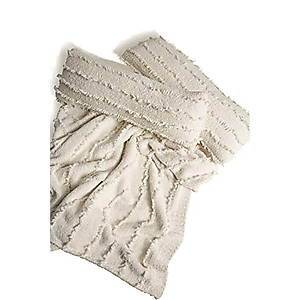 Barefoot Dreams CozyChic Placed Fringe Lumbar Pillow, Cream- 12" x 35"