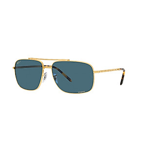 Ray-Ban RB3796 Square Sunglasses, Legend Gold/Polarized Blue, 59 mm