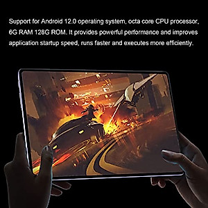 10Inch Tablet Computer, 6G RAM 128G ROM, 10 1960x1080 IPS Display Screen Ultra Slim Tablet PC, Android 12.0 MT6750 8 Cores, BT5.0 Touch, 5G WiFi Calling Tablet(Yellow)