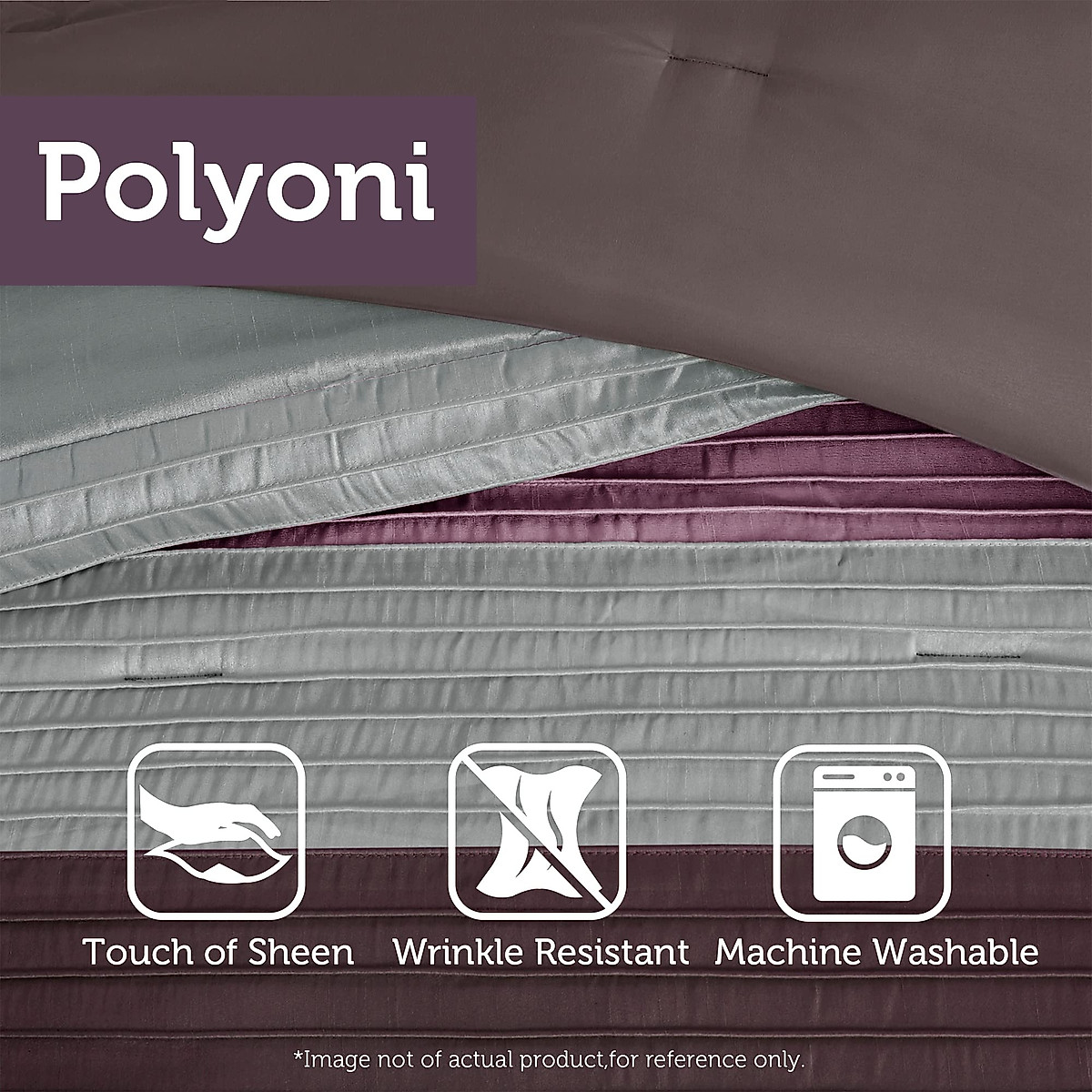 Madison Park Amherst Faux Silk Comforter Set-Casual Contemporary Design All Season Down Alternative Bedding, Matching Shams, Bedskirt, Decorative Pillows, King(104"x92"), Purple, 7 Piece (MP10-127)