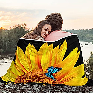 Sunflower Blanket Beautiful Sunflowers Throw Blanket Soft Flannel Lightweight Blanket Gifts for Kids Adults 50"x40"