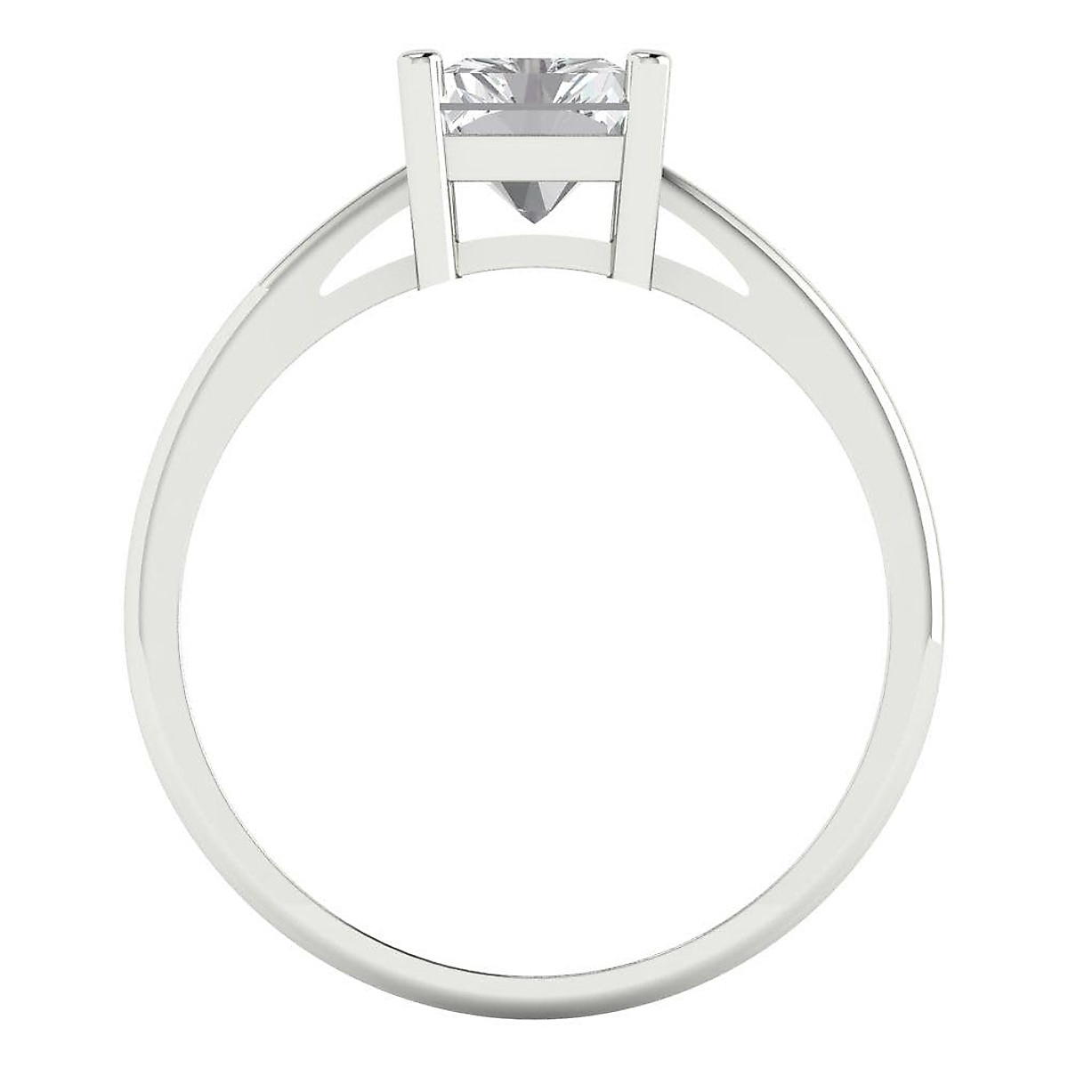 2.0 Ct Brilliant Emerald Cut Clear Simulated Diamond 14K White Gold Solitaire Engagement Promise Bridal Ring Size 3.5