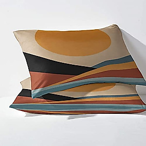 Abstract Sun Sheets Full Size, Boho Bed Sheets, Patterned Bedding Sheets & Pillowcases 4 Piece Set - Soft Microfiber Deep Pocket Fitted Sheet & Flat Sheet & 2 Pillow Cases F3-&-104