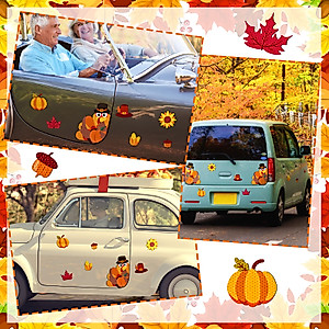 8 Pcs Thanksgiving Magnets Reflective Turkey Decals Autumn Magnets Maple Leaf Pumpkin Car Refrigerator Decorations Fall Magnets Stickers for Car Refrigerator Garage Truck