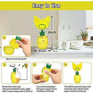 Protecker Fruit Fly Trap with Sticker, Effective Fly Catcher Gnat Trap with Yellow Sticky Traps, Gnat Trap with Bait for Indoor and Outdoor Safe Non-Toxic Fly Trap for Home, Plant, Kitchen(2 Pack)