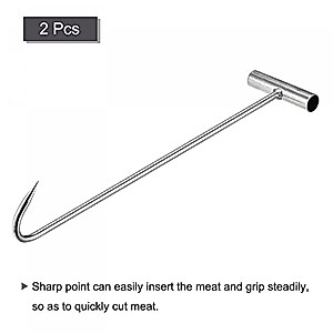 uxcell 15.35inch T-Handle Meat Boning Hook, Galvanized T Hooks for Kitchen Butcher Shop Restaurant 2Pcs