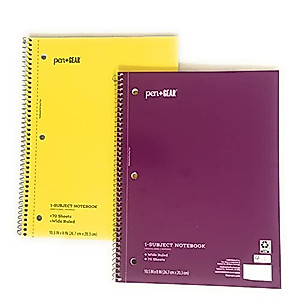 Pen + Gear 1 Subject Notebook, Wide Ruled, 70 Sheets (Yellow & Purple)