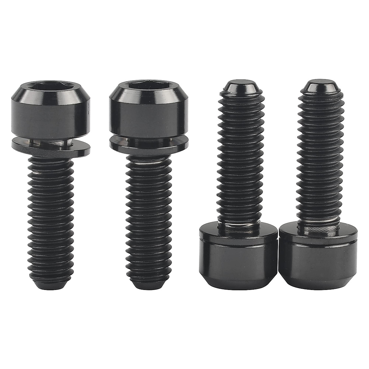 Wanyifa Titanium M6 16 18 20 35mm Allen Hex Bolts with Washers Screw for Bicycle Crank Brakes Pack of 4 (M6X20mm, Black)