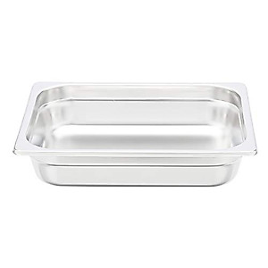 AmazonCommercial 1/2 Size x 2-1/2" Deep, Rectangular Anti-Jam Stainless Steel Steam Table/Hotel Pan, 22 Gauge, Pack of 2
