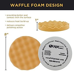 TCP Global Complete 3 Pad Buffing and Polishing Kit with 3-8" Pads; 2 Waffle Foam and 1 Wool Grip Pads and a 5/8" Threaded Polisher Grip Backing Plate