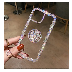 redecarie for Galaxy S9 Plus Case,Luxury Bling Glitter Diamond Ring Holder Kickstand Sparkle Crystal Rhinestone Women Girls Kids Clear Protective Phone Cover for Samsung Galaxy S9 Plus