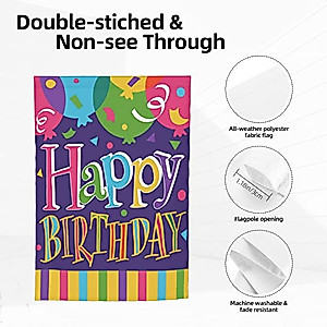 Happy Birthday Garden Flag Double Sided Yard Sign Colorful Garden Flag Banner for Indoor Outdoor Home