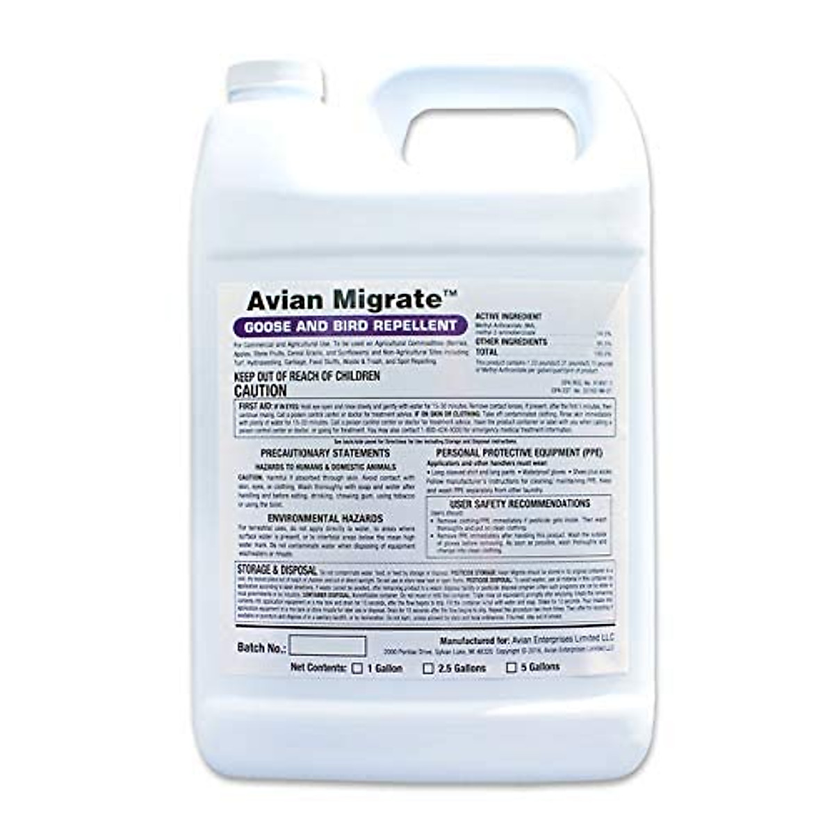 Avian Migrate Goose Deterrent, Bird Repellent Concentrate, Geese Repellent, Non-Toxic, Made in The USA, Removes Geese from Beaches, Yards, Ponds, Parks and Ground (One Gallon)
