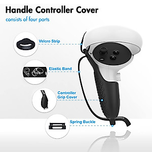 AMVR Touch Controller Grip Cover, for Meta/Oculus Quest, Quest 2 or Rift S Accessories,with Anti-Throw Straps and Handle Protective Sleeve,Made of Premium Material, Comfortable Feel, Easy Installation