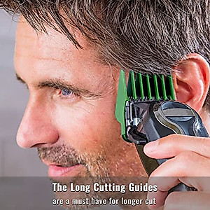 Clipper Guards for Wahl 10 12 14 16 18 20 Hair Clipper Guards 6pcs Extra Long Clipper Guard Attachments 2.5 Inch Clipper Guides Multiple Sizes Universal 2.5", 2.25", 2", 1.75", 1.5", 1.25" (Green)