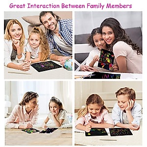 Scratch Paper Art Set, 50pcs Rainbow Scratch Paper Black Scratch Off Paper Art Supplies Magic Kit for Kids Crafts Activity