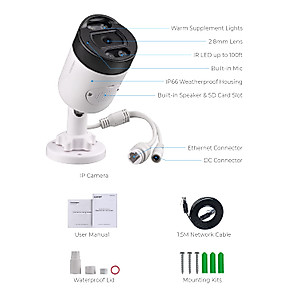 Veezoom Security IP Camera, 2 Way Audio 5MP PoE Security Camera, Full-Color Night Vision, Al Human Detection, Supports up to 256GB Micro SD, IP66 Weatherproof Outdoor Surveillance Cameras