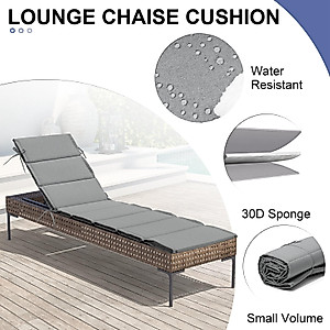 Crestlive Products Outdoor Chaise Lounge Cushion, Outdoor Lounge Chair Cushion for Patio Furniture, Lawn, Pool, 72''L x 21''W (Gray)
