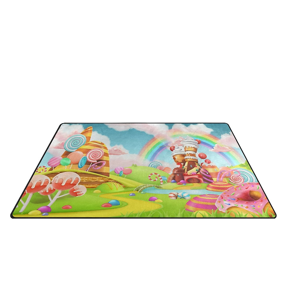ALAZA My Daily Sweet Candy Land Cartoon Area Rug 20" x 31", Door Mat for Living Room Bedroom Kitchen Bathroom Decorative Lightweight Foam Printed Rug