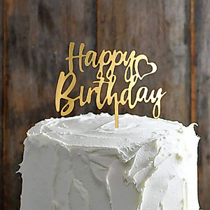 6-Pack Gold Birthday Cake Topper Set, Double-Sided Glitter, Acrylic Happy Birthday Cake Toppers/Cupcake Toppers, Birthday Decorations for Children or Adults.