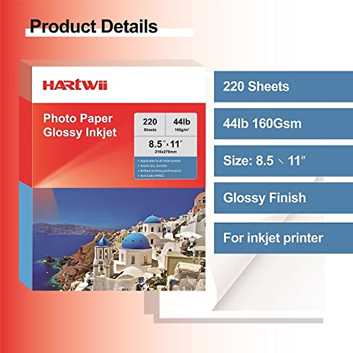 Hartwii 220 Sheets Photo Paper Glossy 8.5x11 inches and 300 Sheets 3mil Thermal Laminating Sheets 9.5x11 inches