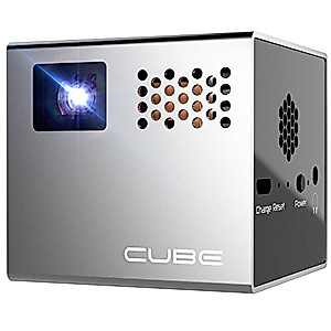 RIF6 CUBE Mini Projector - 2 inch Portable Handheld Projector Screen with Built In Speakers and HDMI Input for SmartPhone, Gaming and Home Movie Theater - Pocket Video Projectors with Full LED Display