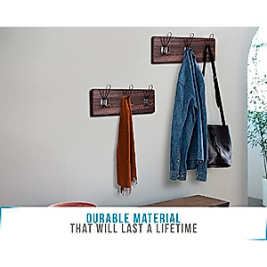 Comfify Rustic Wall Mounted Coat Rack with 3 Sturdy Hooks – Set of 2 – Vintage Entryway Wooden Coat Racks Rustic Rack for Coats, Bags, Towels and More – 35” x 6.10"- Rustic Brown