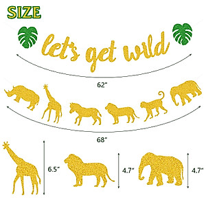 Let's Get Wild Banner Animal Jungle Safari Animal Theme Birthday Garland Zoo Themed Baby Shower Wild One Party Welcome Sign Forest 1st Birthday Party Decorations Gold Glittery