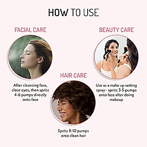 Eve Hansen Organic Rose Water Spray for Face | HUGE 8 oz Moroccan Rosewater Face Toner and Makeup Setting Spray | Soothing Neck and Face Mist to Reduce Eye Puffiness, Dark Circles and Redness