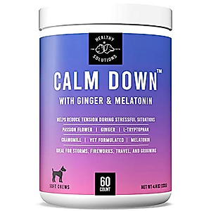 Calming Chews for Dogs - 60 Dog Calming Treats for Anxiety, Stress Relief Aid, Storms, Grooming, Fireworks, Separation, Travel, & Motion Sickness - Made in USA