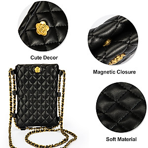 Montana West Small Crossbody Bags for Women Trendy Quilted Cell Phone Purse Chain Wallet Bag MWC-141BK