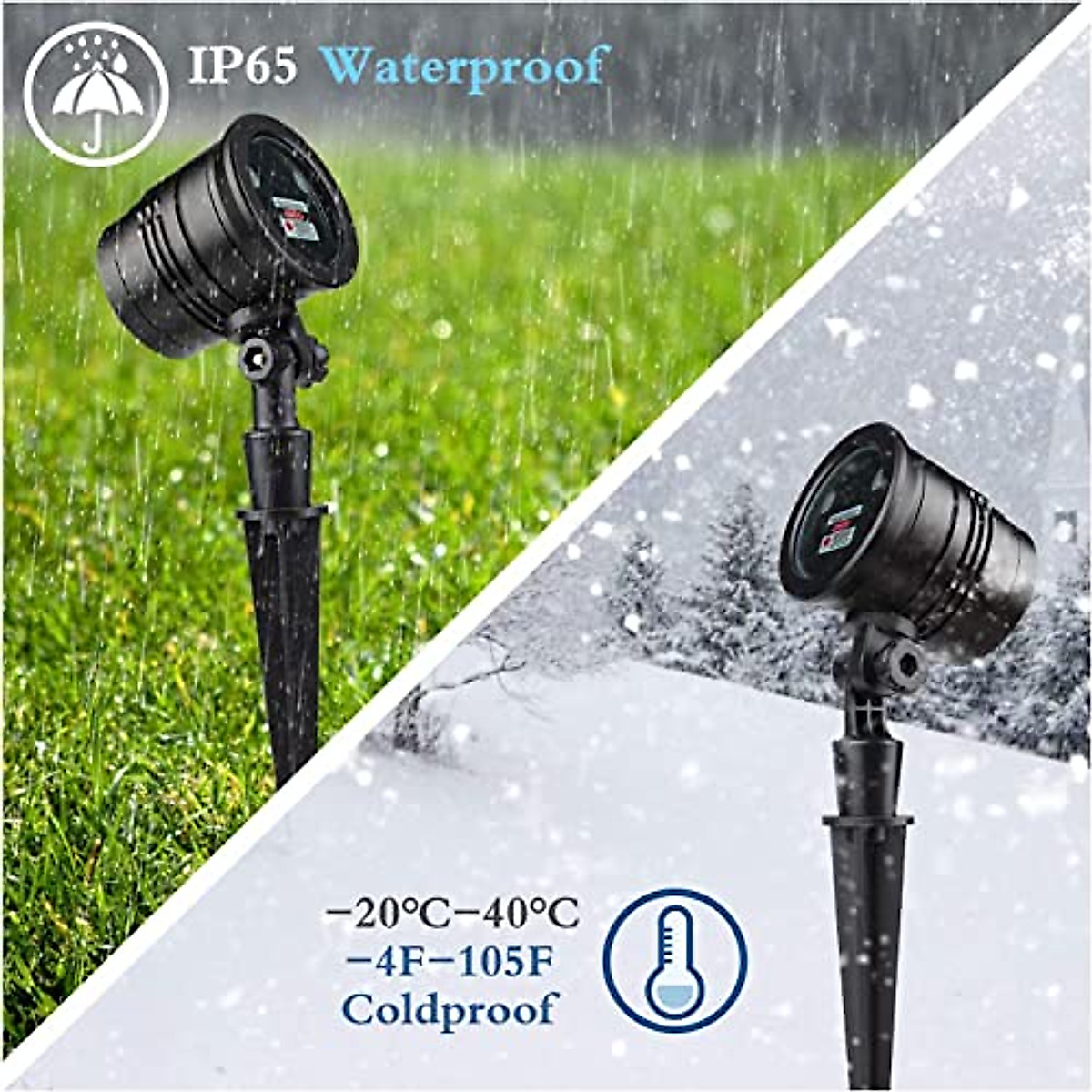 Christmas Projector Lights Outdoor Holiday Laser Lights Landscape Spotlight Red and Green Star Shower with 360 Accessibility Wireless Remote Christmas Decor for Xmas Party Outdoor Garden Patio Wall